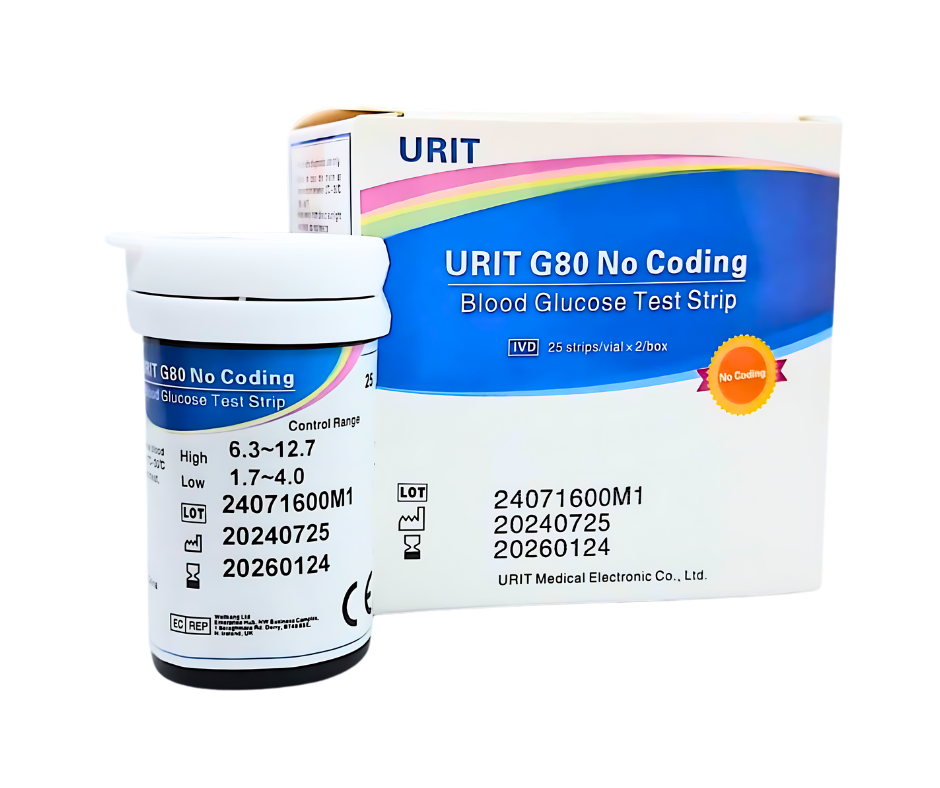 Urit G80 No Coding Blood Glucose Test Strip (25 strips/vial x 2/box ...